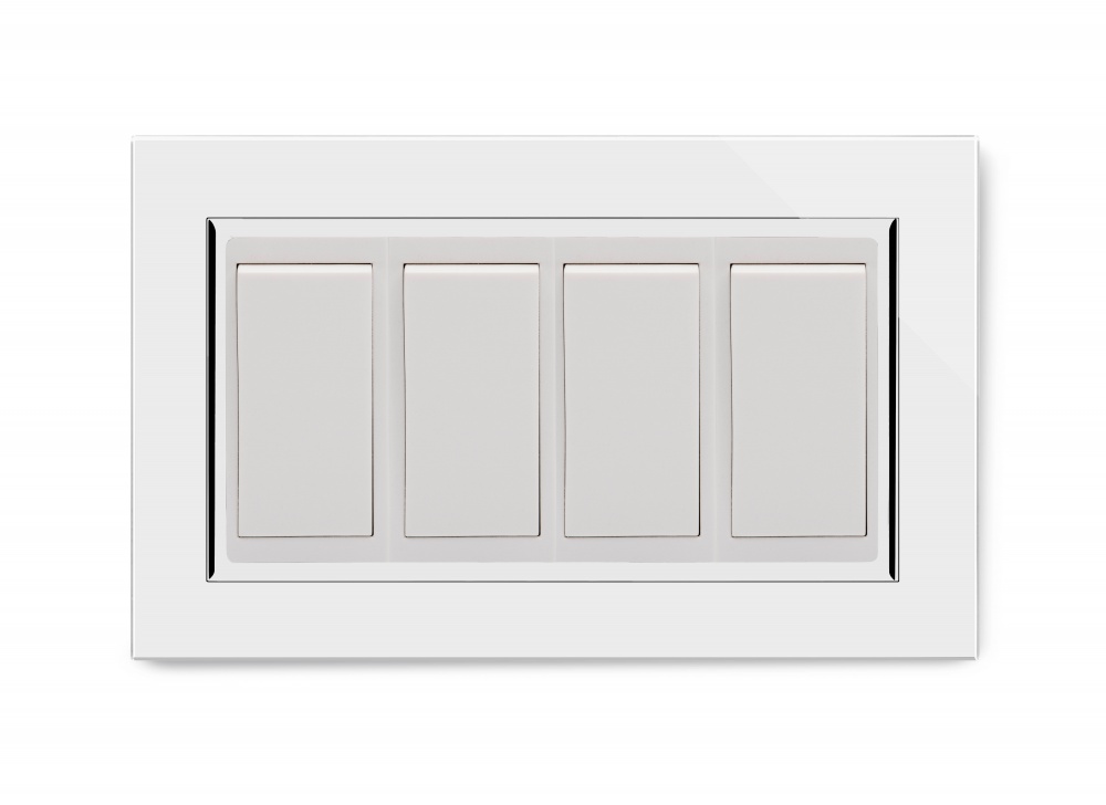 Crystal CT 4 Gang 20A Switch DP White - RetroTouch Designer Light Switches & Plug Sockets